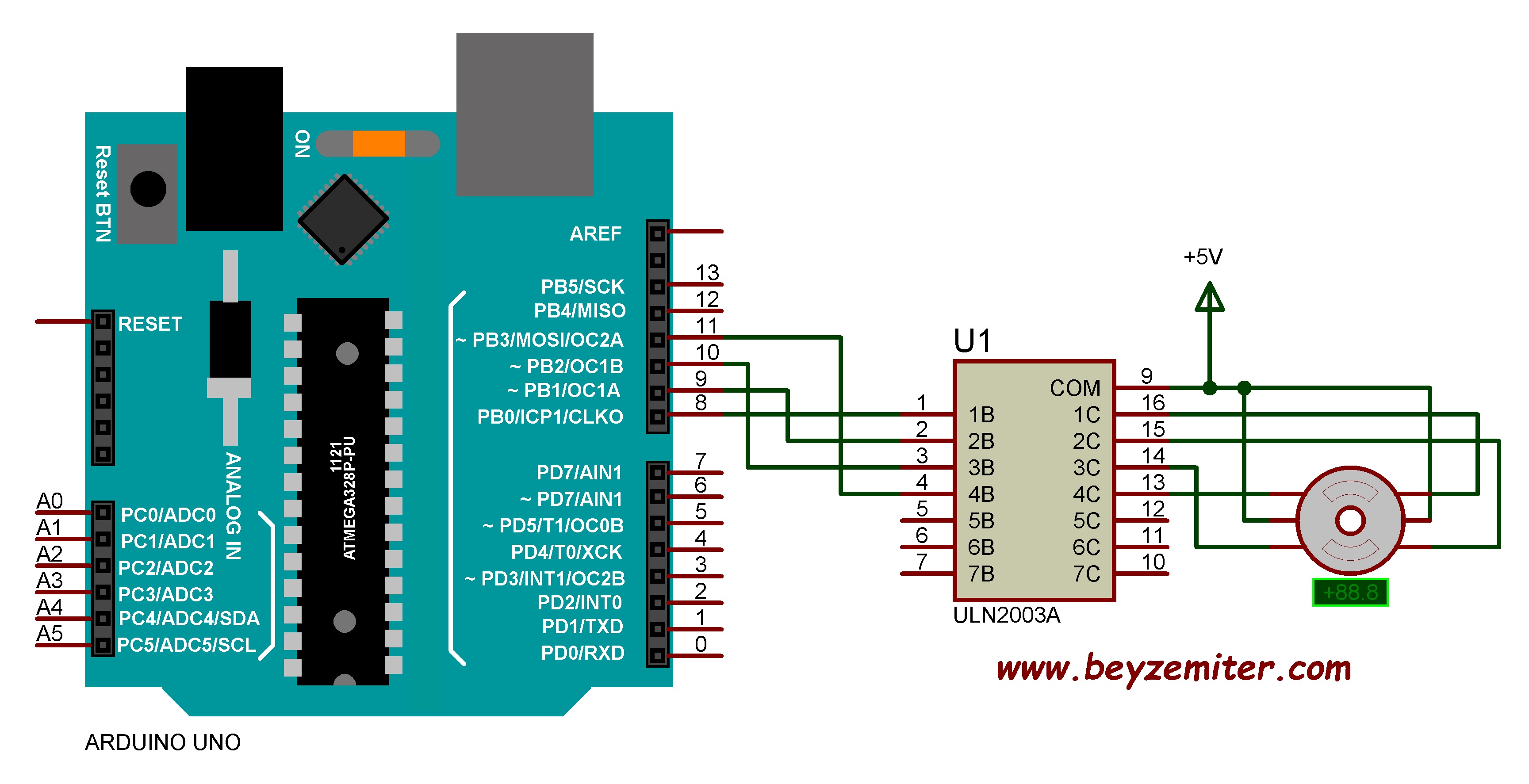 Arduino Uno Ile Redüktörlü Unipolar Step Motor Uygulaması